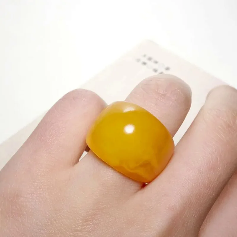 Natural Amber Ring Men Women Healing Gemstone Fine Jewelry Genuine ...