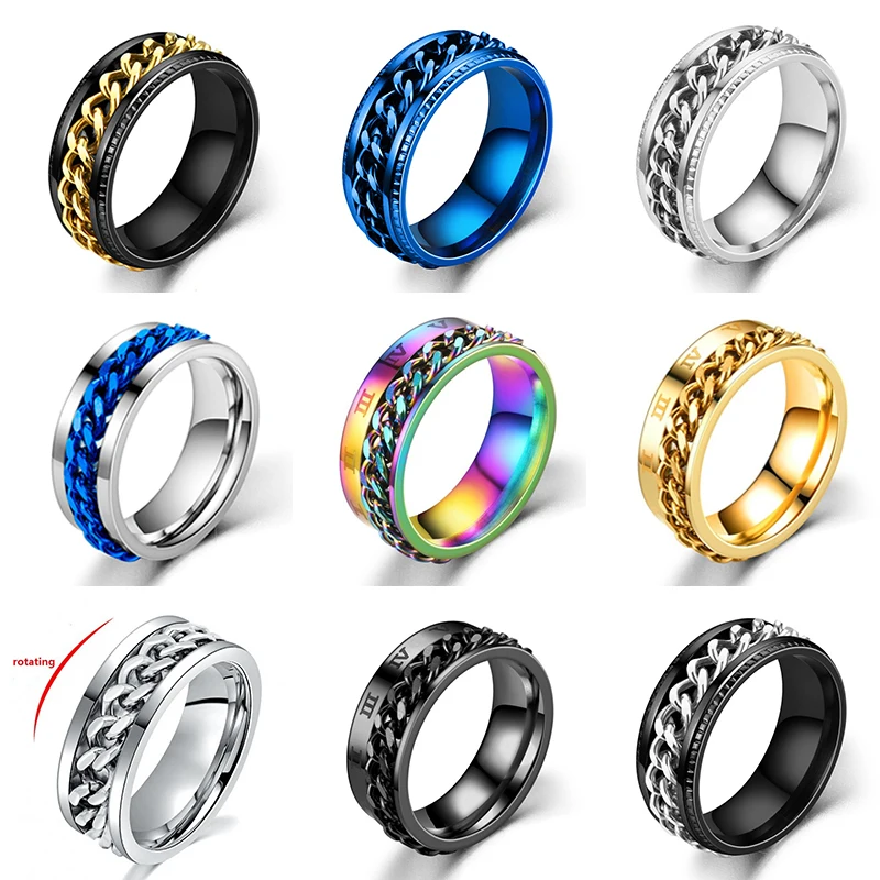 Cool-Stainless-Steel-Rotatable-Men-Ring-High-Quality-Anxiety-Fidget ...