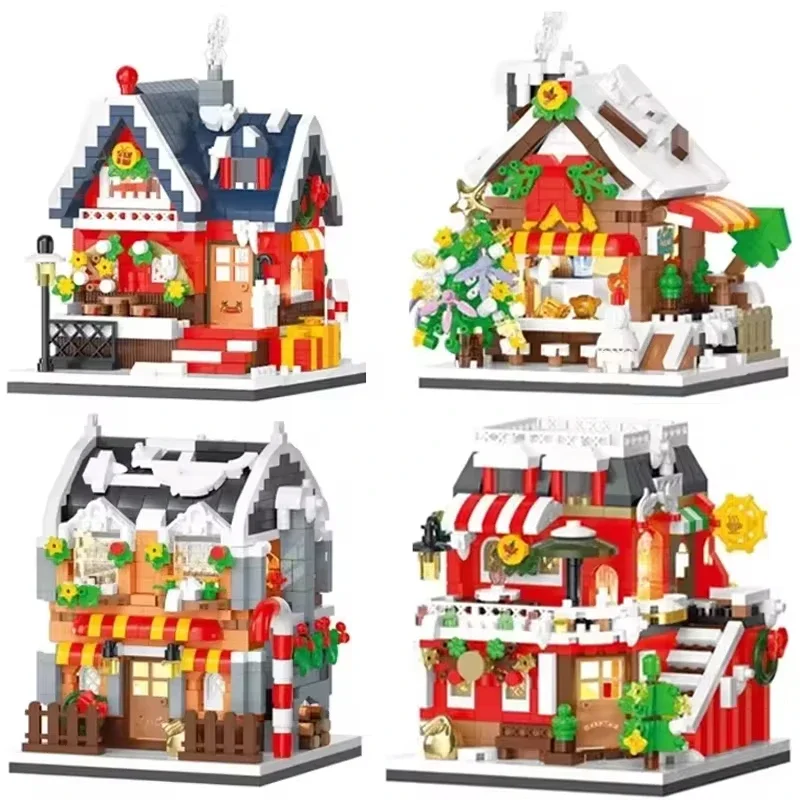 Christmas-Santa-Claus-House-Building-Blocks-City-Snow-Xmas-Decoration ...