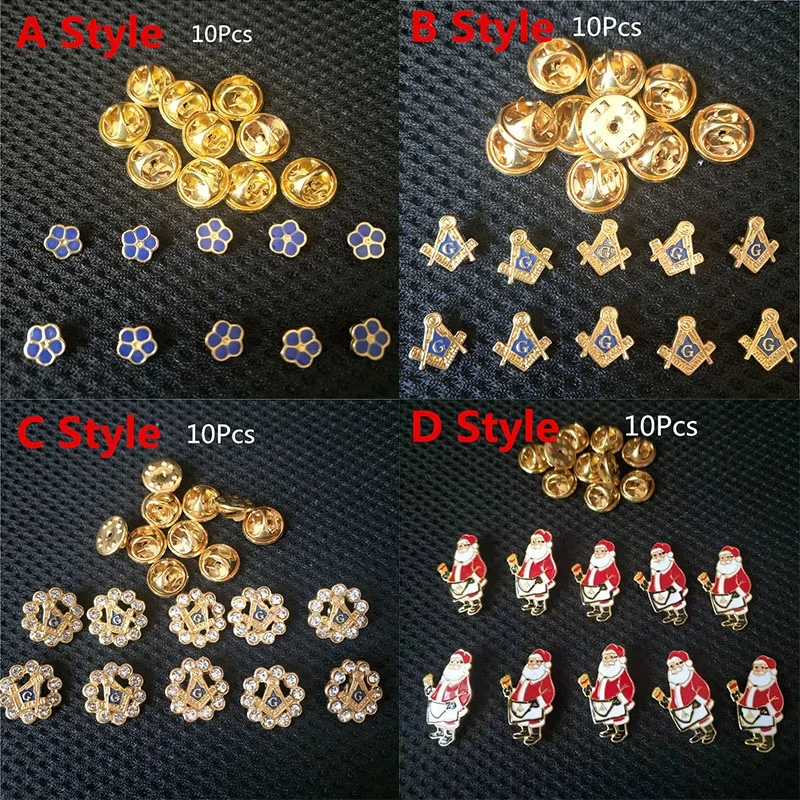 10Pcs-Set-Classic-Metal-Freemasons-Brooch-Rhinestone-Santa-Claus ...