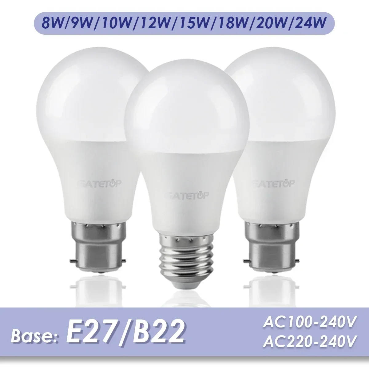 5PCS E27 B22 Base Led Bulb Lamps A60 AC220V 230V 110V Light 20W 24W ...