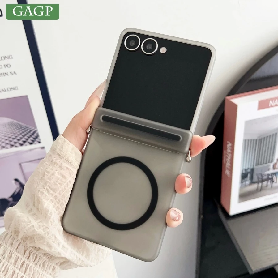 Business Translucent Hinge Protection Magsafe Phone Case - Clear Black ...