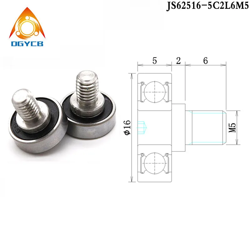 1pcs-625RS-Bearing-With-M5-External-Thread-JS62516-5C2L6M5-OD-16mm ...