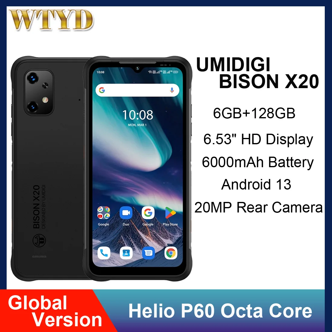 UMIDIGI-BISON-X20-Rugged-Phone-6GB-128GB-6-53-HD-Android-13-6000mAh ...