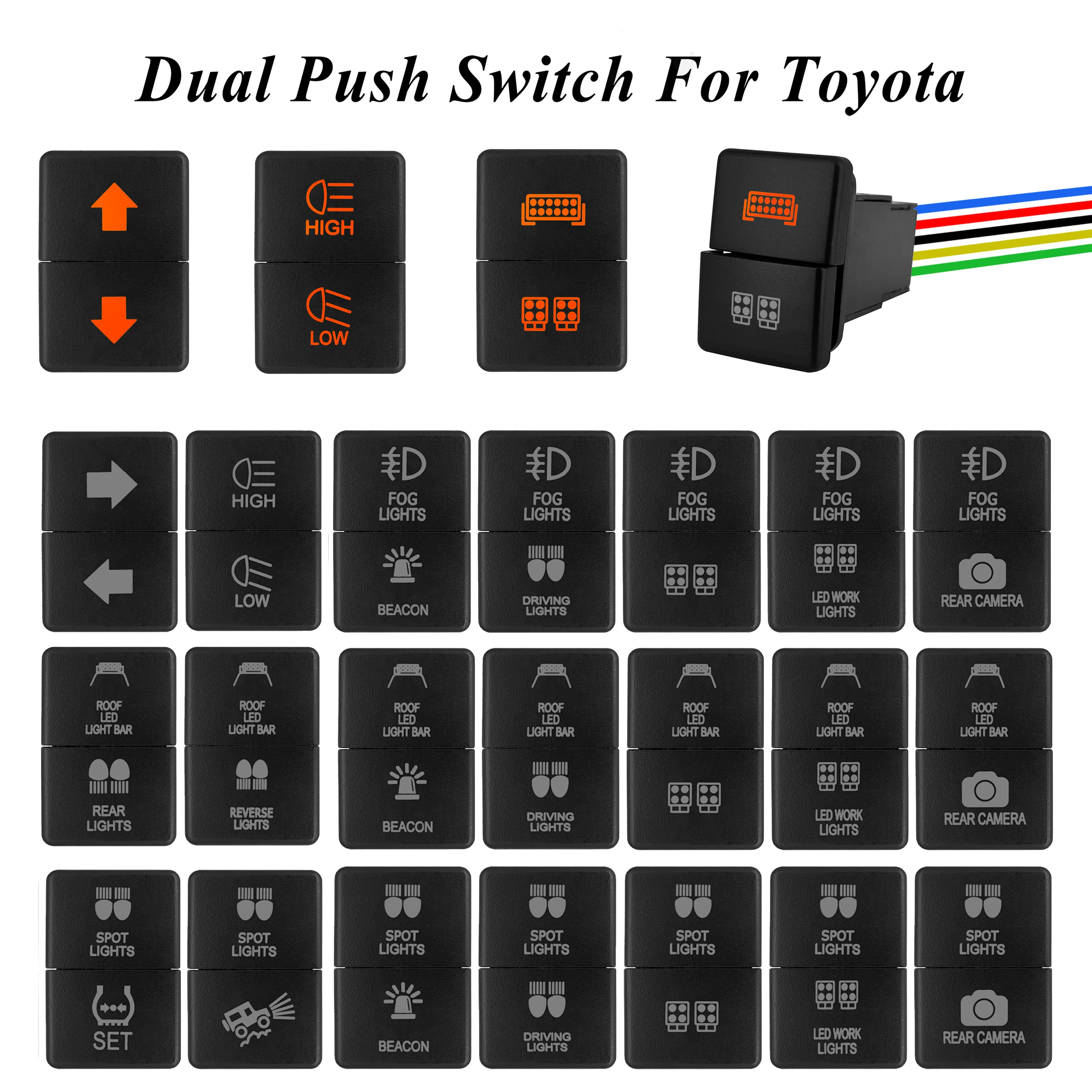 Orange Dual Button Push Switch LED LIGHT BAR & LED WORK LIGHTS for ...