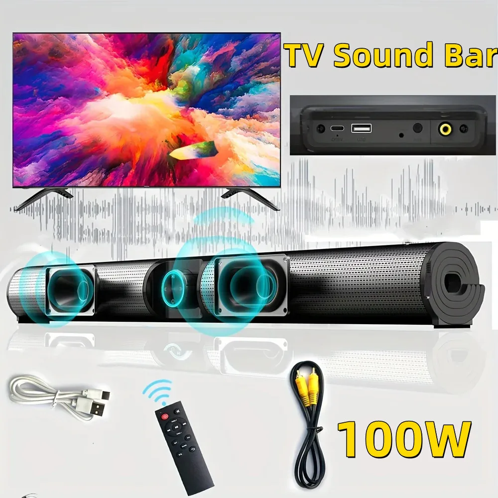 100W-Sound-Bar-With-Remote-Control-Home-Theater-Bass-Soundbar-TF-FM-USB ...