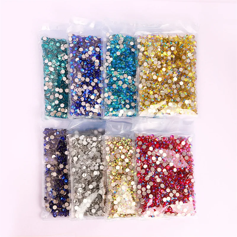 SS3-SS50-Glass-Flatback-Rhinestones-Glitter-Silver-Base-Crystal-Non ...