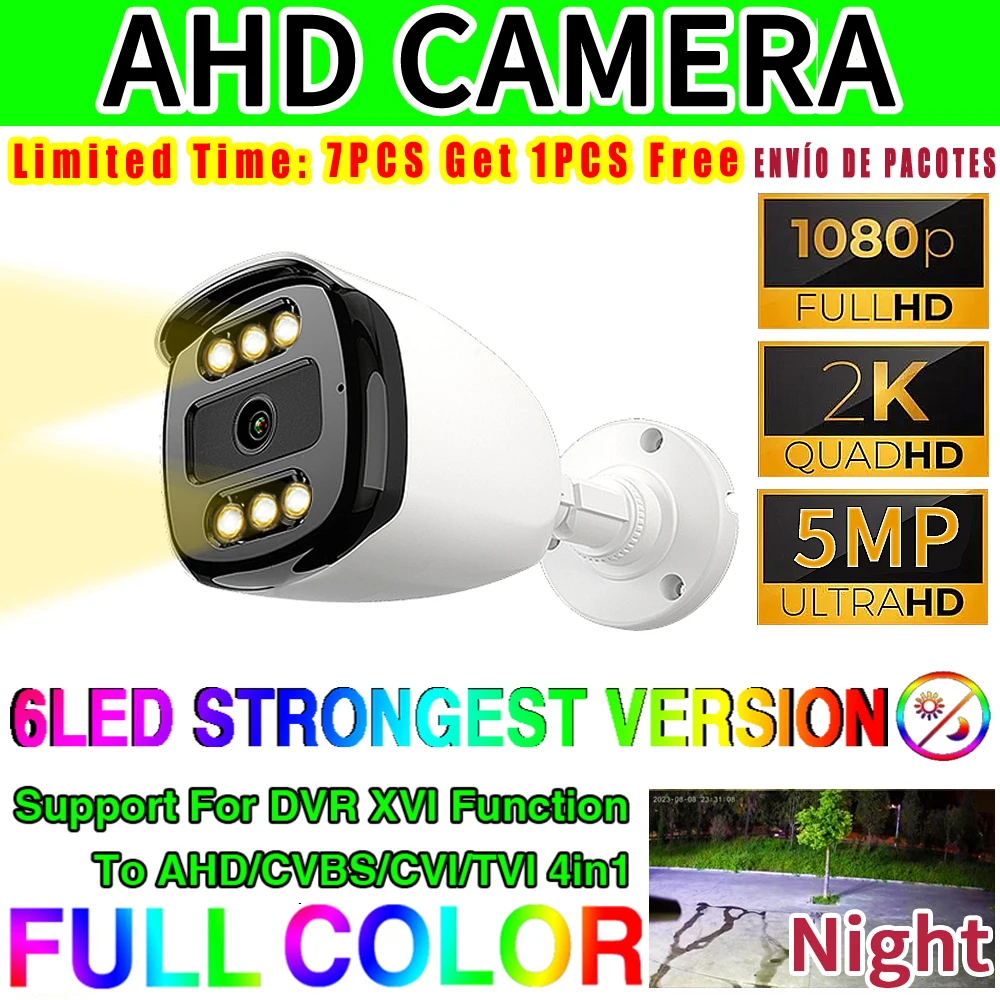 6LED-5MP-24H-Full-Color-Night-Vision-CCTV-Surveillance-AHD-Camera-4MP ...