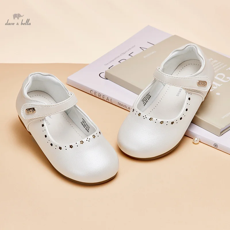 Dave Bella Children‘s Leather Shoes Girls White Flat Shoes Spring Non ...