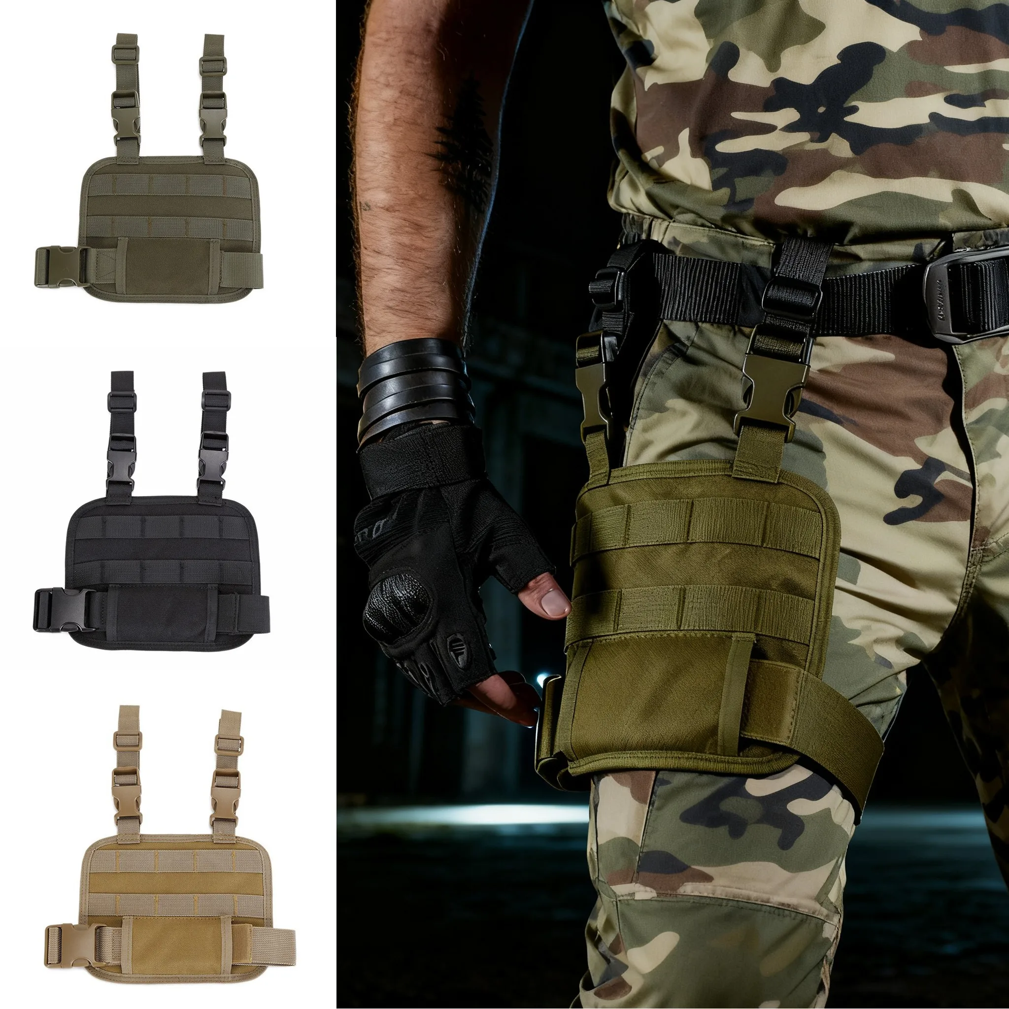 Tactical Drop Leg Platform MOLLE Adjustable Drop Leg Panel for Pistol ...