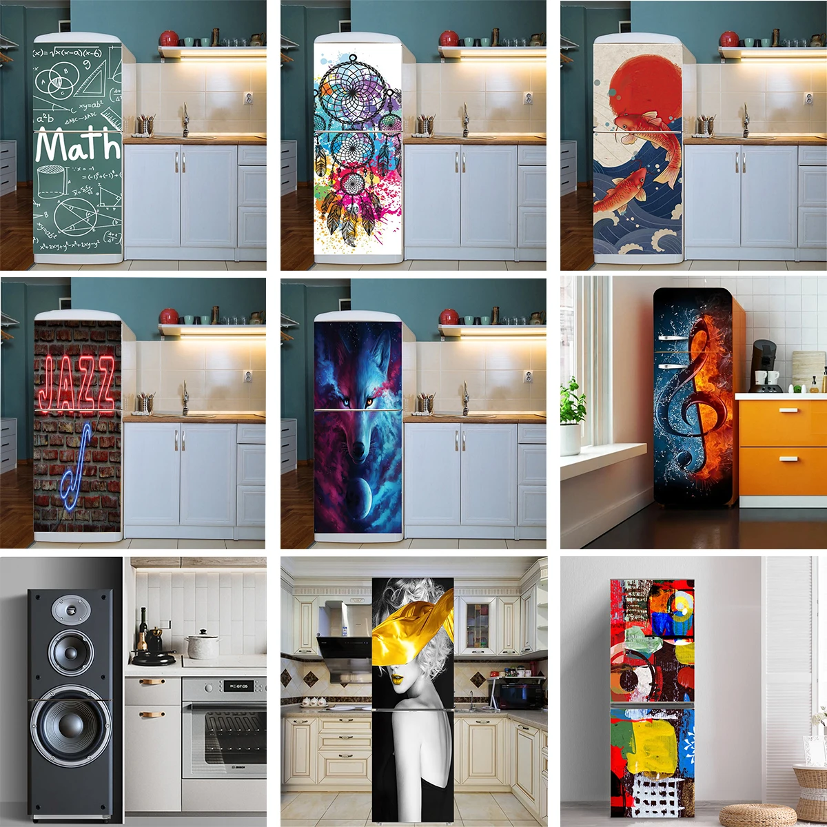 3D-Detachable-Refrigerator-Mural-Sticker-PVC-Waterproof-Self-adhesive ...