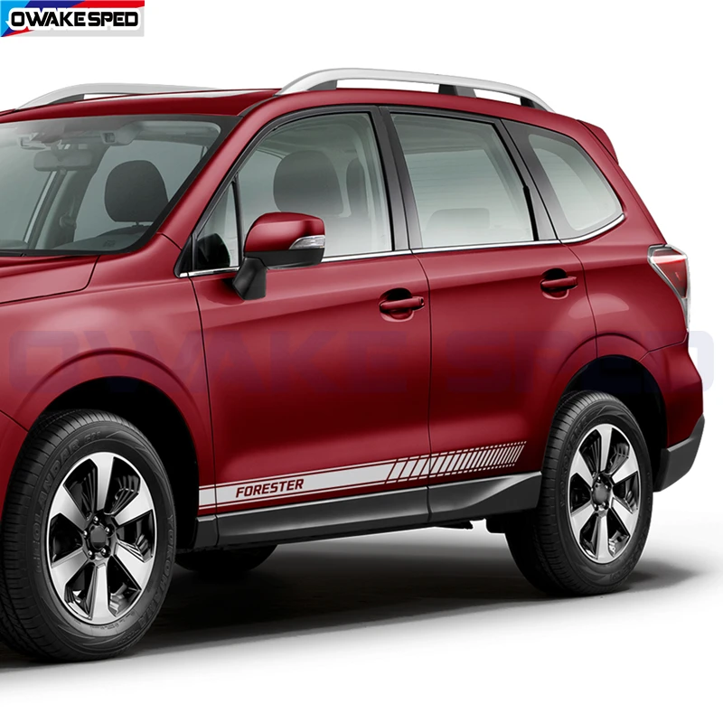 2pcs Car Door Side Skirt Sticker For Subaru Forester Suv Racing Sport ...