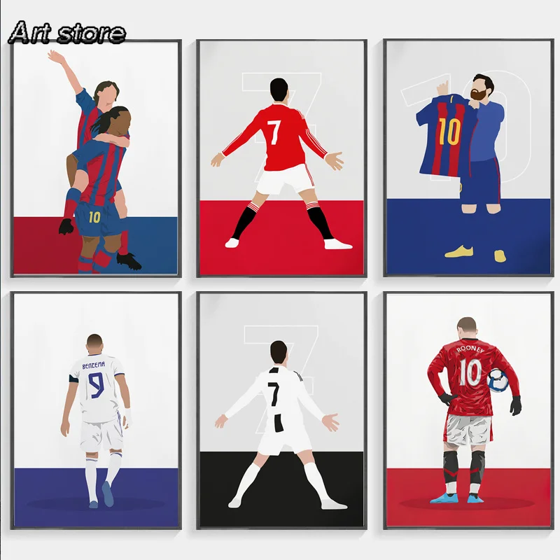 Football-Star-Wall-Art-Decor-Poster-Print-Soccer-Players-Figures-Canvas ...