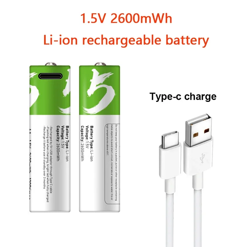 AA 1.5V 2600 mWh Rechargeable Battery for Wireless Mouse Electric Toy ...