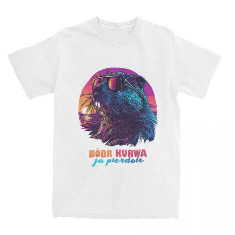 Summer T Shirt Synthwave Polish Beaver Meme Bobr Bober Kurwa Men Women ...