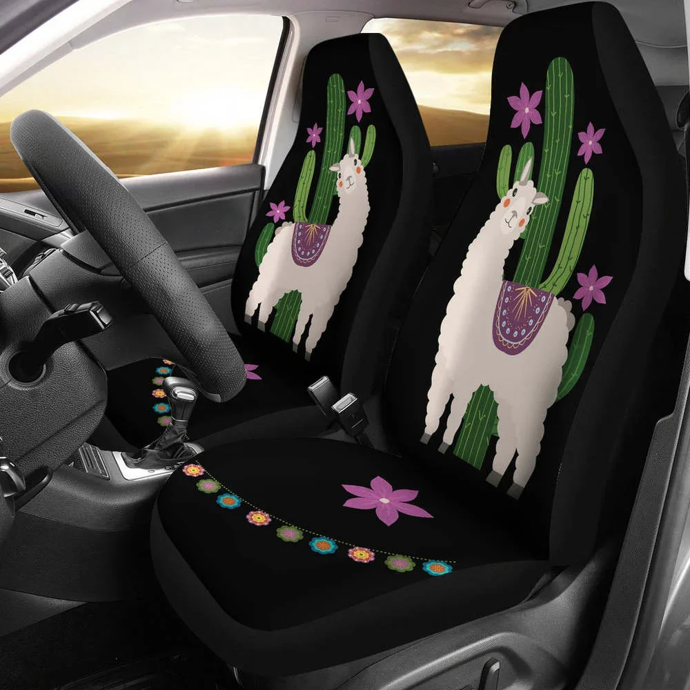Alpaca-Car-Seat-Covers-Boho-Hippie-Style-Cactus-and-Flowers-Desert-Mot ...