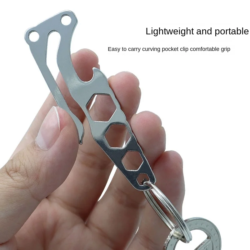 EDC Multi Tool Keychain Pocket Clip Multifunctional Carabiner Hook Camp ...