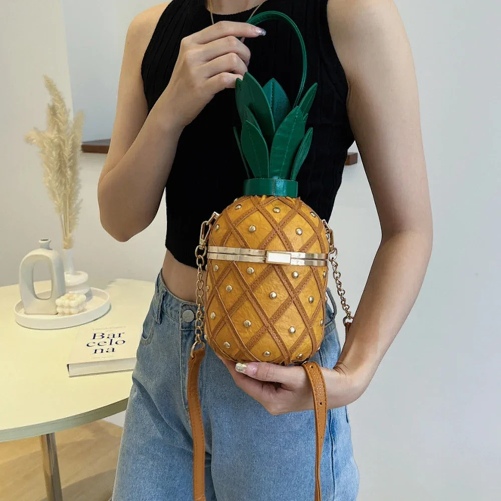 Cute-Pineapple-Design-Crossbody-Bag-Luxury-Rivet-Fruits-Shoulder-Bag ...