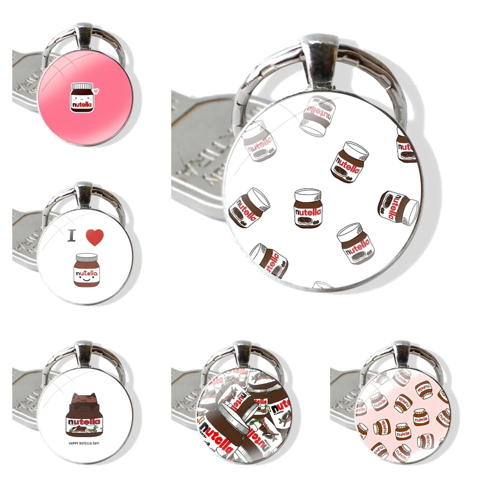 25mm-Glass-Cabohcon-Keychain-Key-Rings-for-Women-Men-Jewelry-Gift-I ...