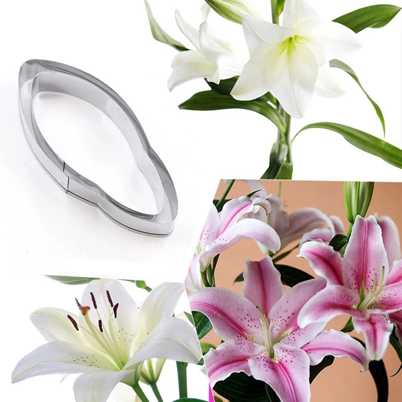 2 pcs/set Lily Petal Cutter Set Stainless Steel Candy Biscuit Cookie ...
