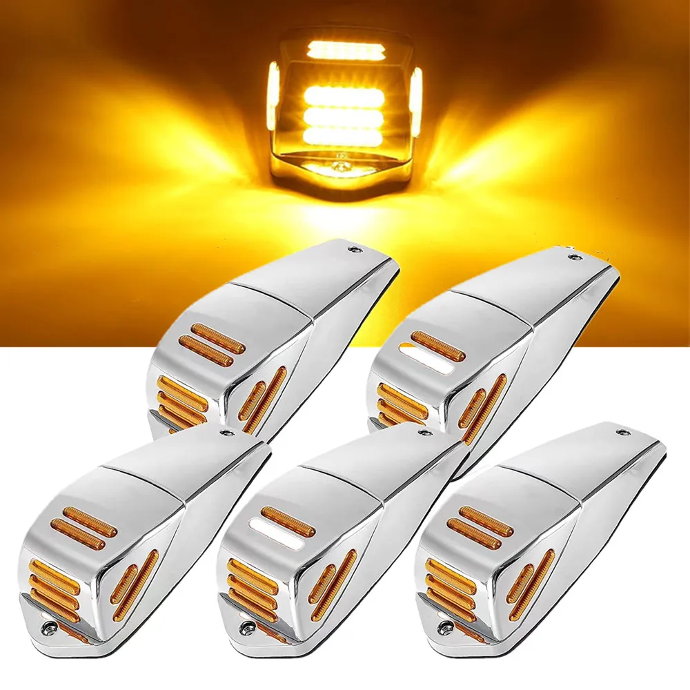 5PCS-Truck-LED-CAB-Roof-Top-Marker-Running-Lights-Chrome-12v-Roof-Light ...