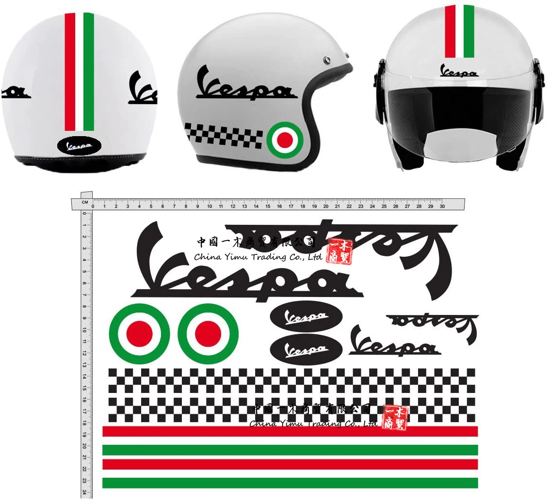 Helmet Stickers Suitable For Gamesmonkey Helmet Casco Kit Vespa Rosso ...