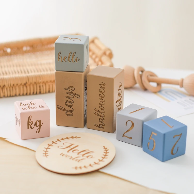 7pcs-set-Wooden-Baby-Block-Milestone-Baby-Birth-Month-Number ...