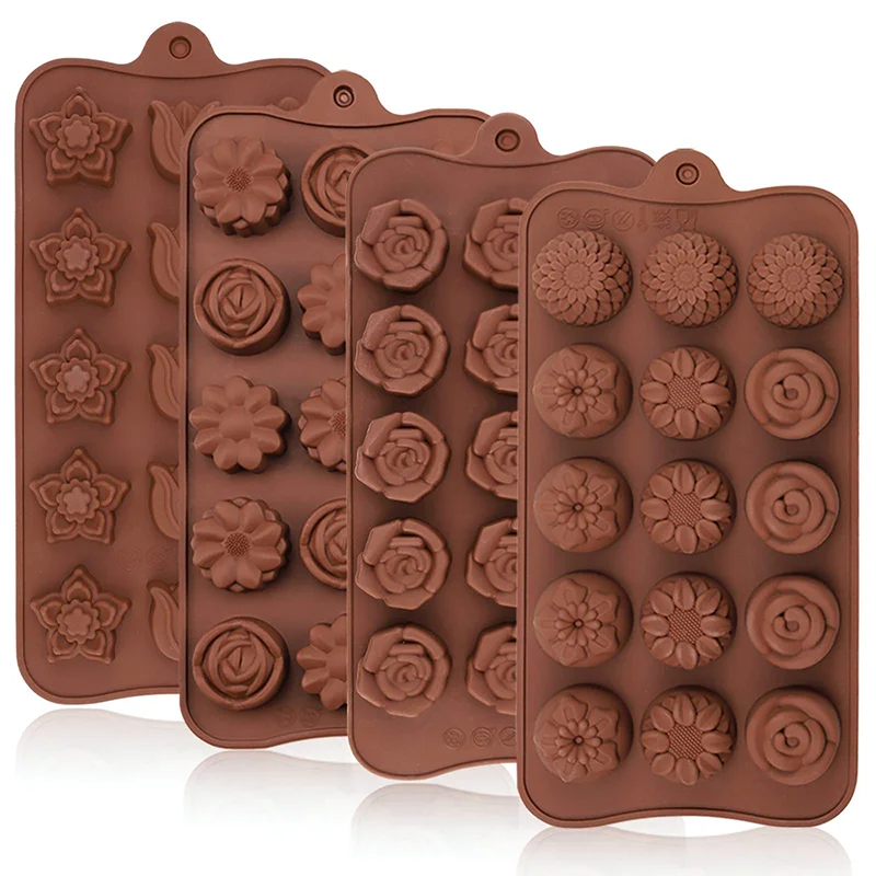 4Pcs-Chocolate-Molds-Set-Rose-Flower-Heart-Chocolate-Mould-Waffle-Candy ...
