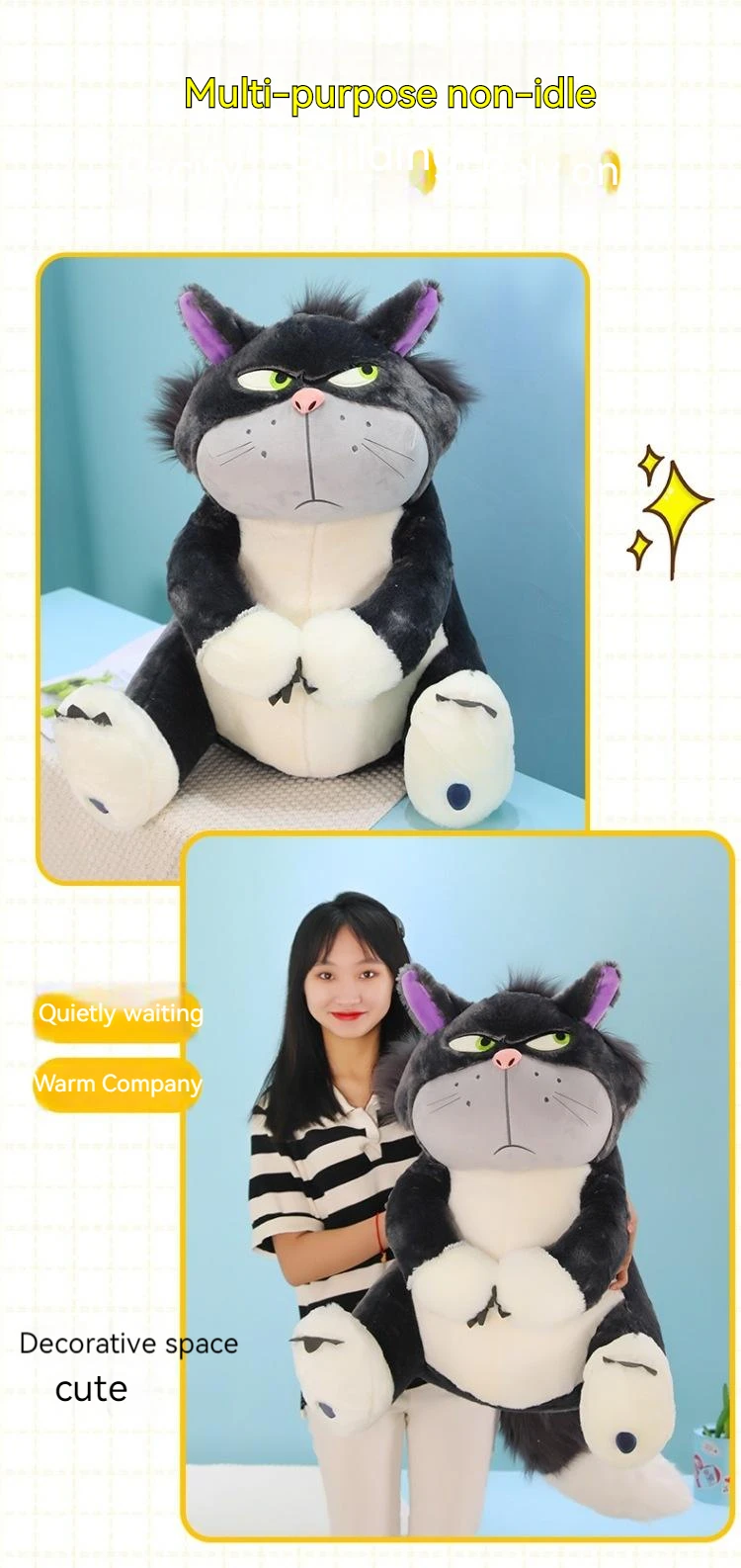 30-80cm Genuine Disney Lucifer Plush Toy Kawaii Stuffed Animal Plush ...