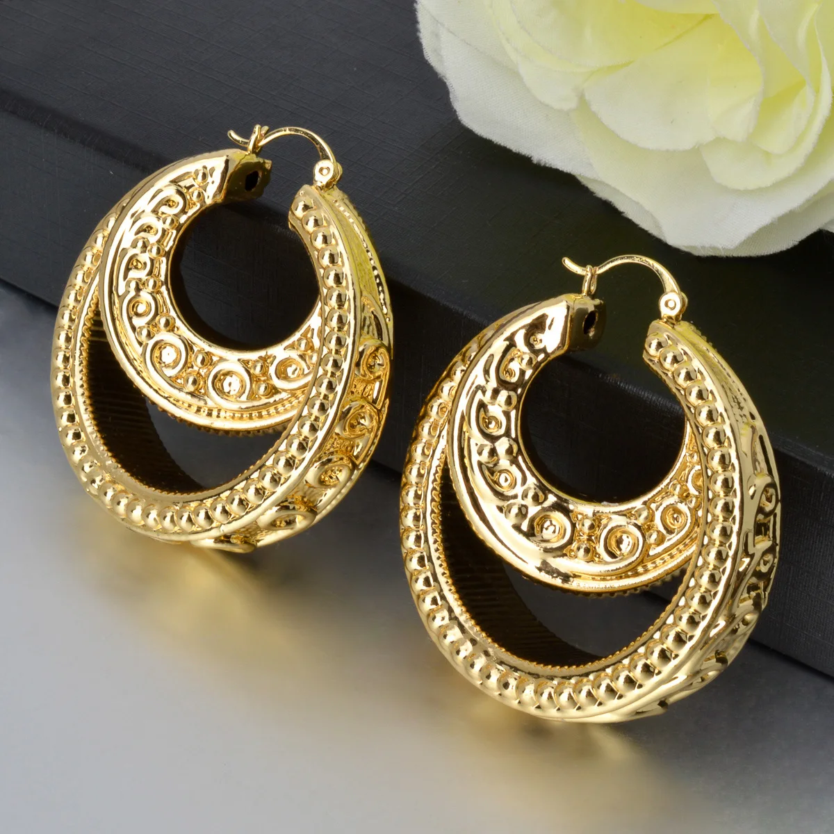 Nigeria-Africa-18K-Gold-Color-Earrings-for-Women-Irregular-Big-Ring ...