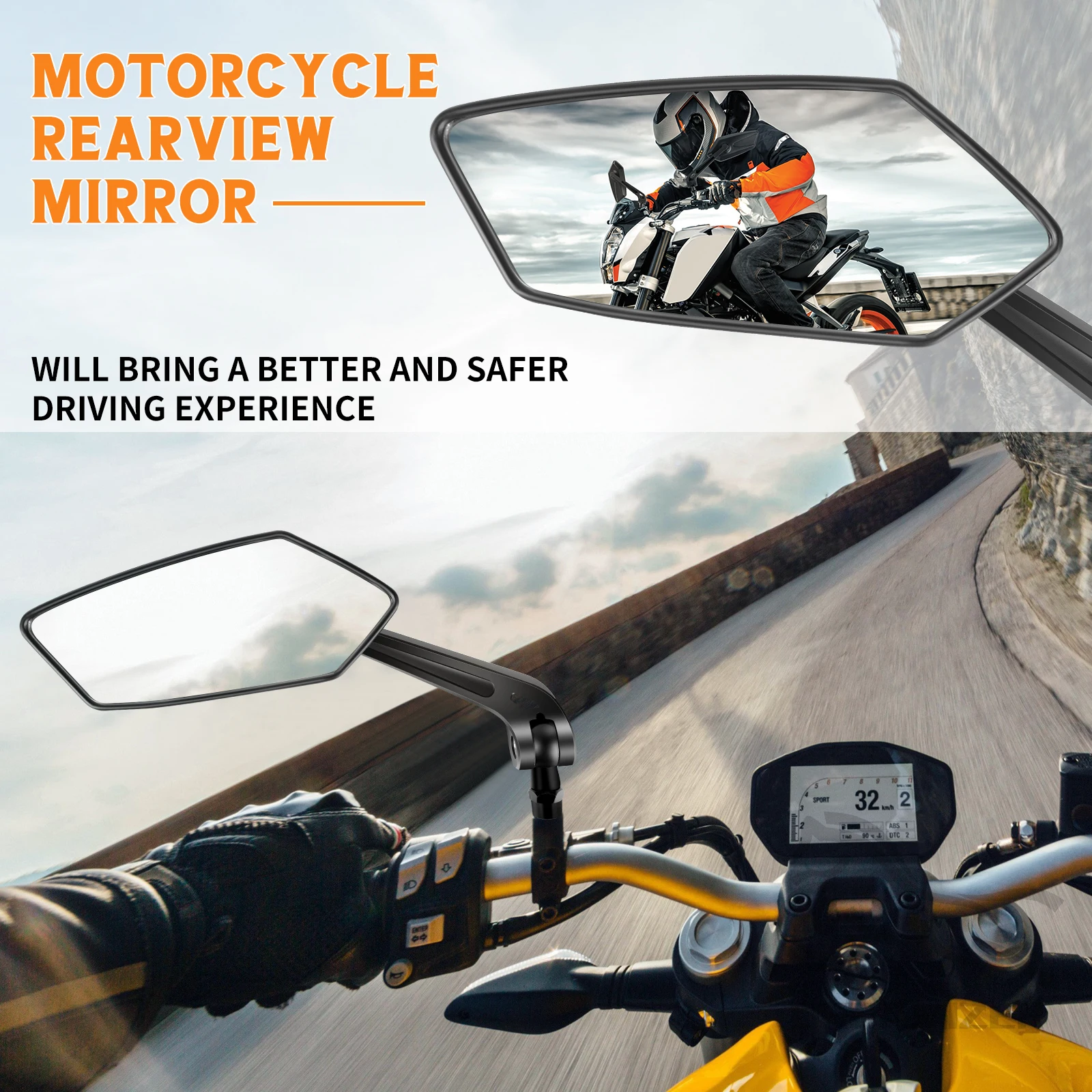 Motorcycle-Rear-View-Mirror-Moto-Cycling-Clear-Wide-Range-Back-Sight ...