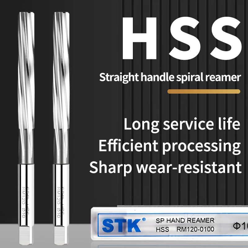 STK HSS Hand Reamer Chucking Machining Tool Spiral Flute Cutting H7 ...