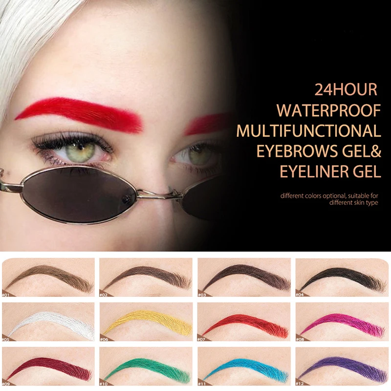 12 Color Waterproof Eyebrow Cream Color-Dyed Eyebrow Gel Brow Tint With ...
