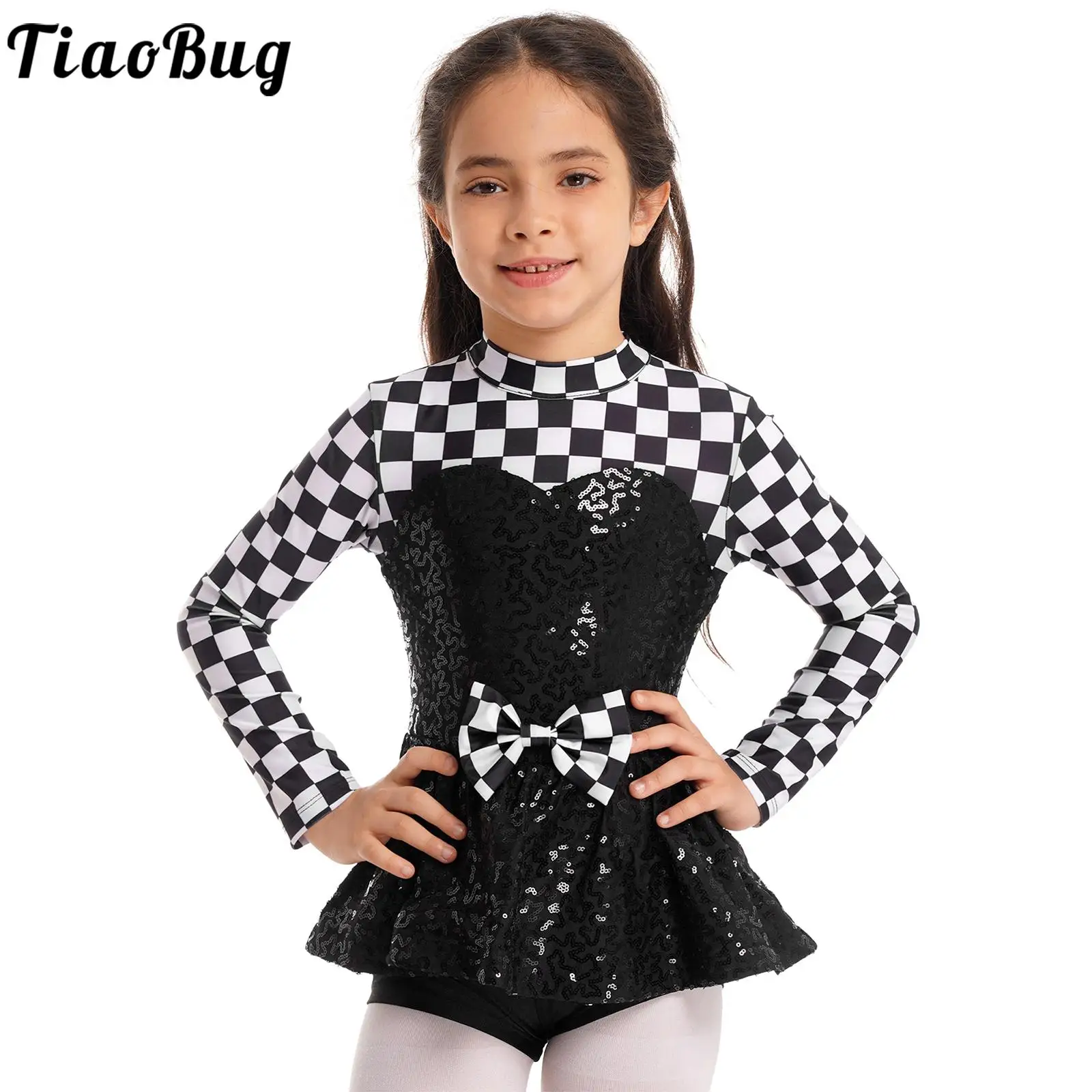 Kids Girls Race Car Driver Costume Child Racing Long Sleeve Sequins ...