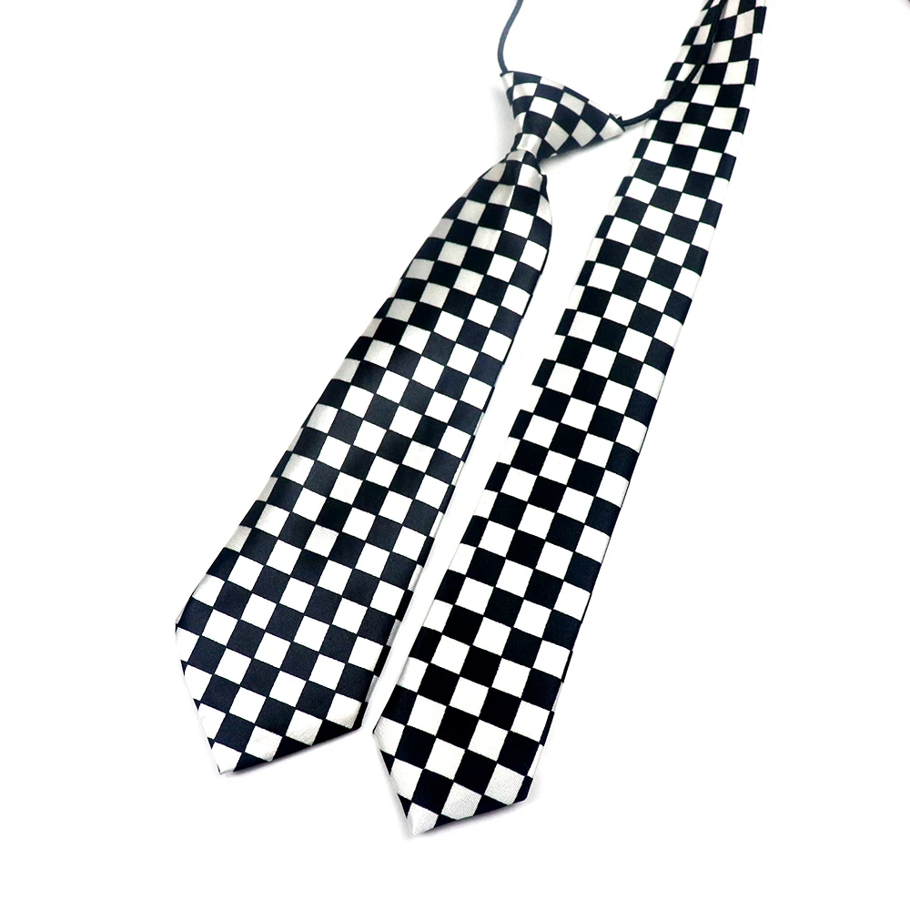 Polyester-Slim-Necktie-Black-White-Checkered-Ties-For-Men-Women-School ...