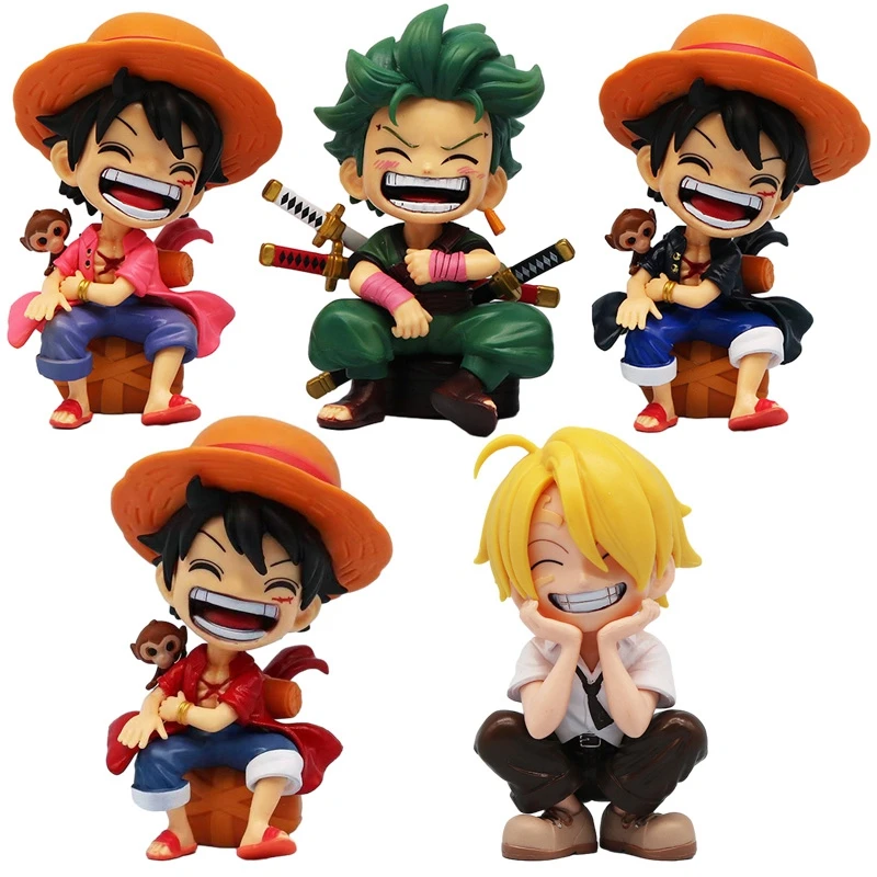13cm One Piece Anime Figure Sitting Laughing Luffy Action Figures ...