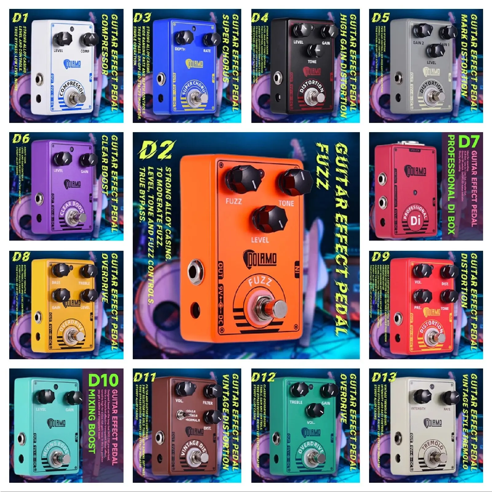 Dolamo-D-1-14-Series-Chubby-Comp-Delay-Pedal-Compressor-Electric-Guitar ...