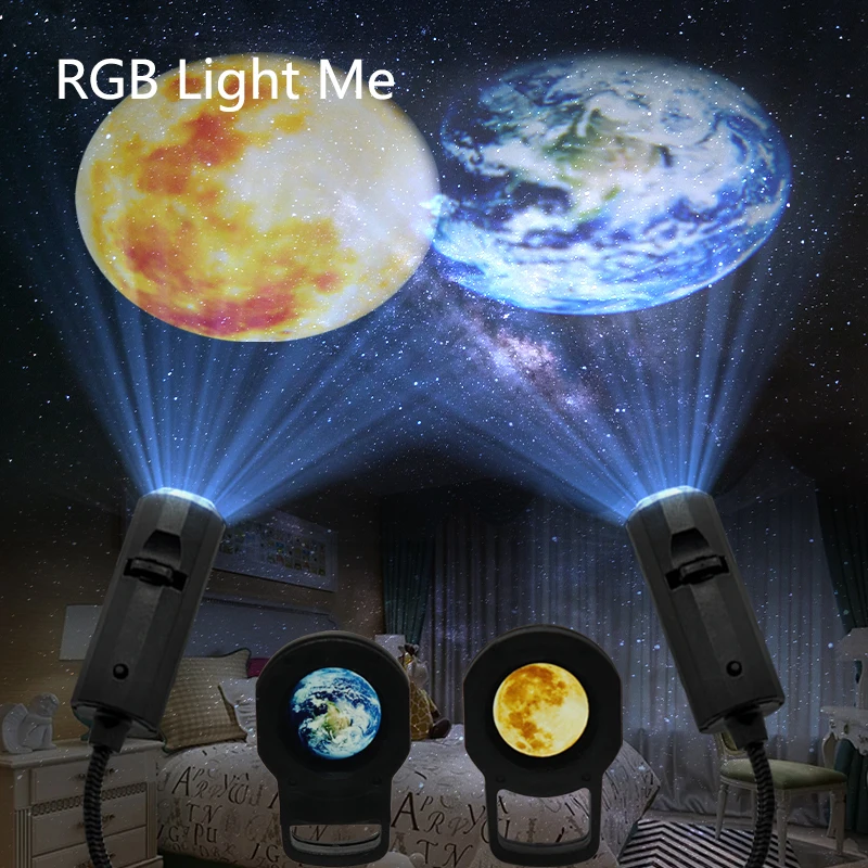 3D Moon Earth Night Light Projector Kids Cute Bedroom Background Wall ...