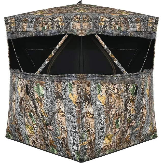 3 Person Pop up Ground Blind, Portable Hunting Blind with Mesh Windows ...