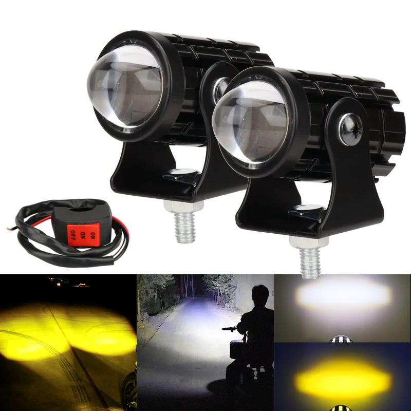 Faro-LED-de-doble-Color-para-motocicleta-l-mpara-antiniebla-de-conducci ...