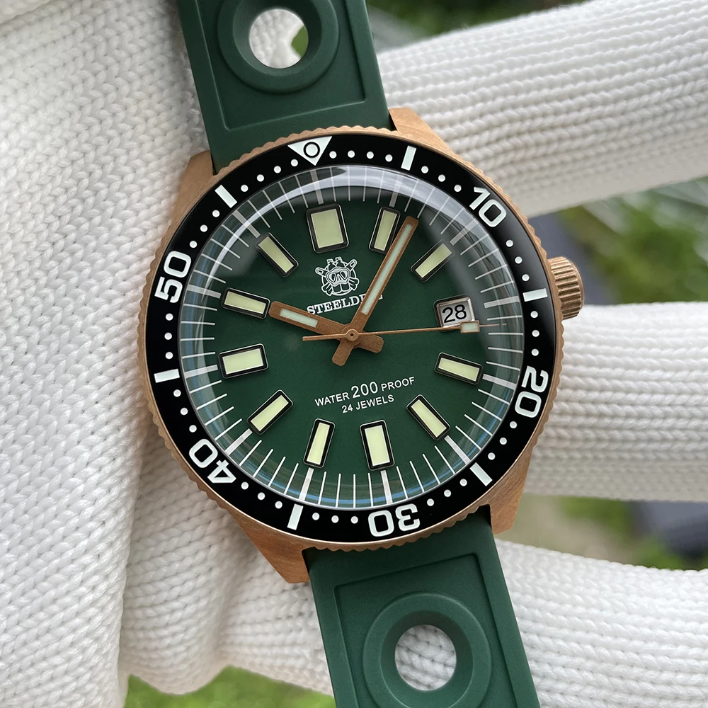 STEELDIVE-SD1962S-Green-Dial-Bronze-Dive-Watch-For-Men-Sapphire-Crystal ...