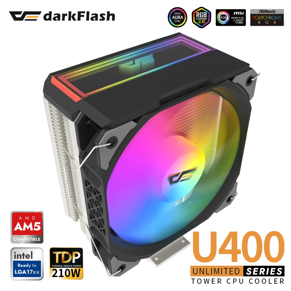 Darkflash-U400-Cpu-Cooler-4Pin-PWM-4-Heat-Pipes-ARGB-120MM-Fan-RGB-Air ...