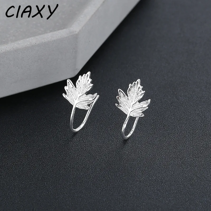 CIAXY-Silver-Color-Maple-Leaf-Ear-Bone-Clip-Female-Tree-Leaf-No-Pierced ...