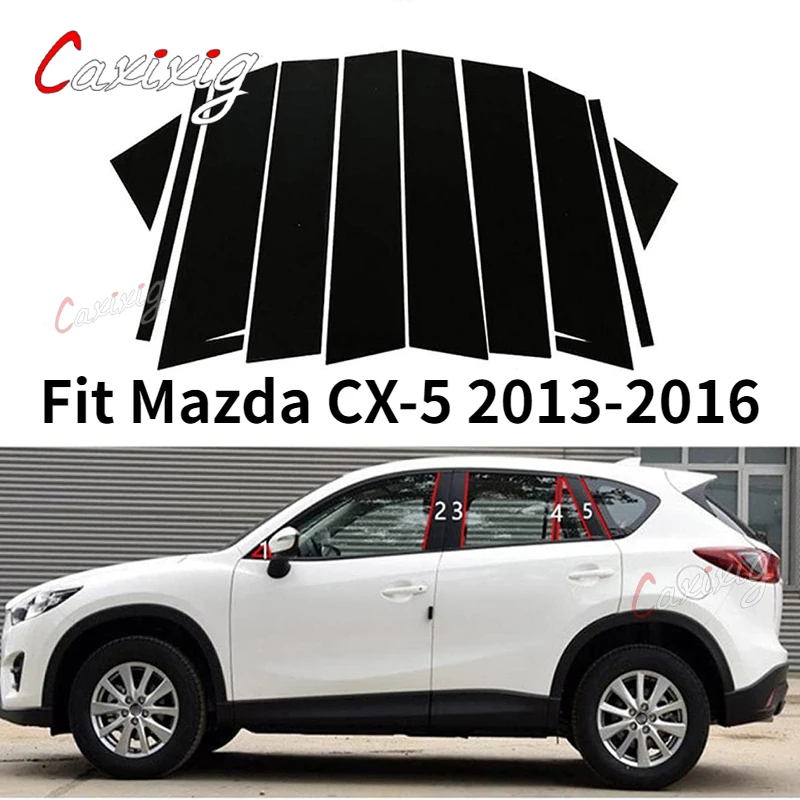 10-Pcs-Window-Pillar-Posts-Trims-Sticker-Black-Fit-for-Mazda-CX-5-2013 ...