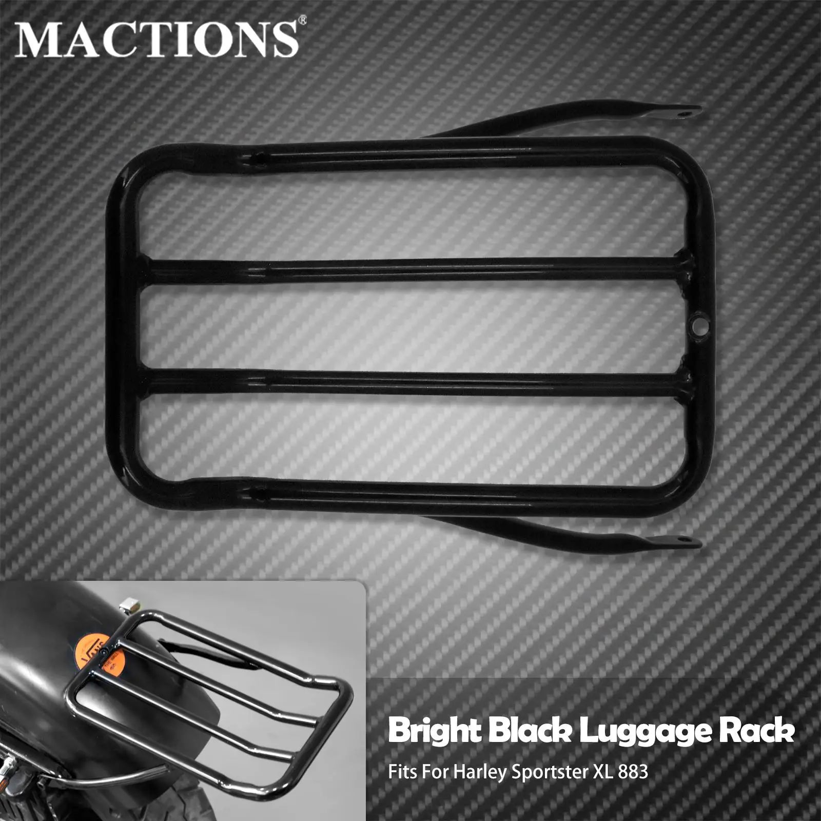 Motorcycle-Bright-Black-Chopped-Fender-Luggage-Shelf-Frame-Rack-For ...