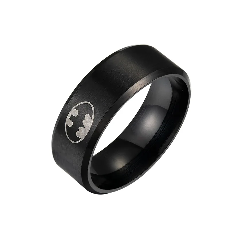 Simple-Cool-Men-Black-8mm-Logo-Stainless-Steel-Male-Finger-Ring-Party ...