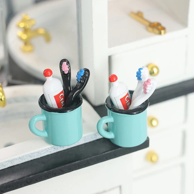 1-12-Dollhouse-Simulation-Toothpaste-Toothbrush-Cup-Set-Dollhouse-Mini ...