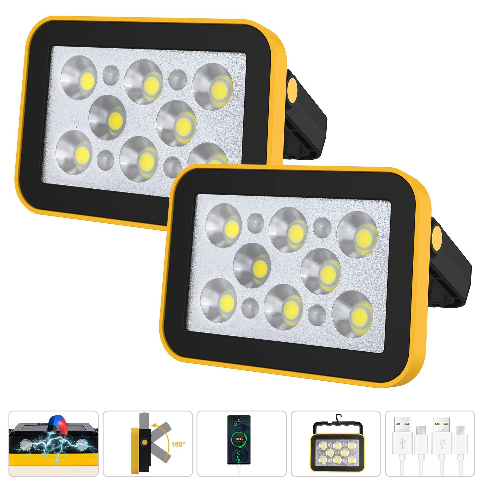 1/2 pcs COB Rechargeable Lantern Powerful Work Light Outdoor Camping ...