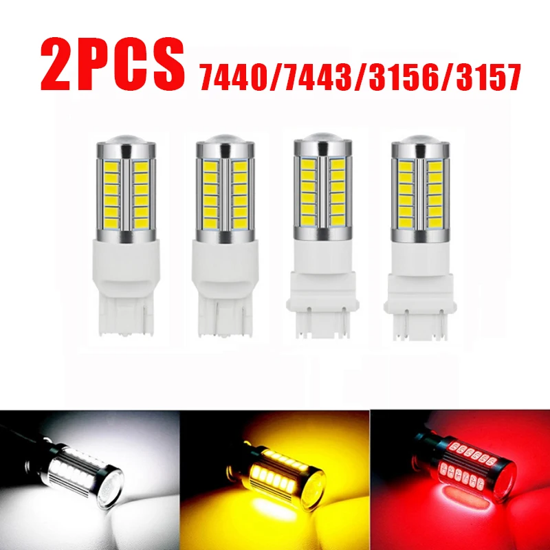 2x-T20-LED-7440-WY21W-W21W-Led-Bulbs-7443-W21-5W-Led-T20-Super-Bright ...