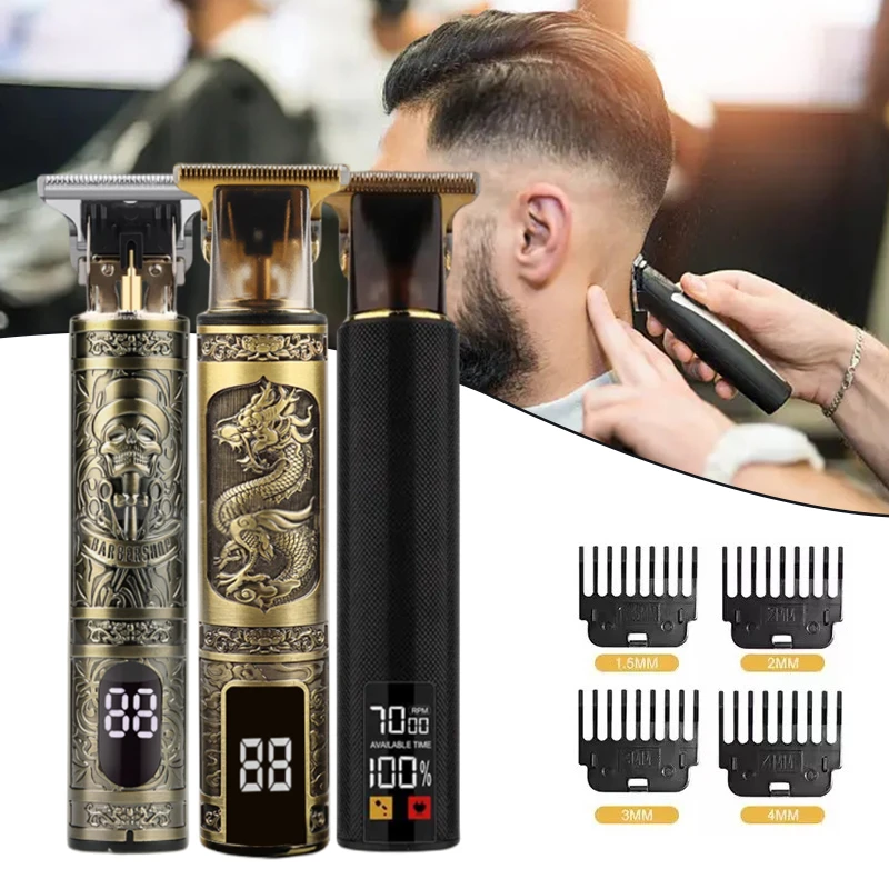 LCD Digital Display T9 All Metal Shaver Travel Portable Electric Barber ...